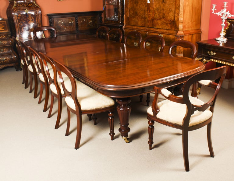 Antique 11ft4" Victorian D-end Mahogany Dining Table 19th C and 12 ...