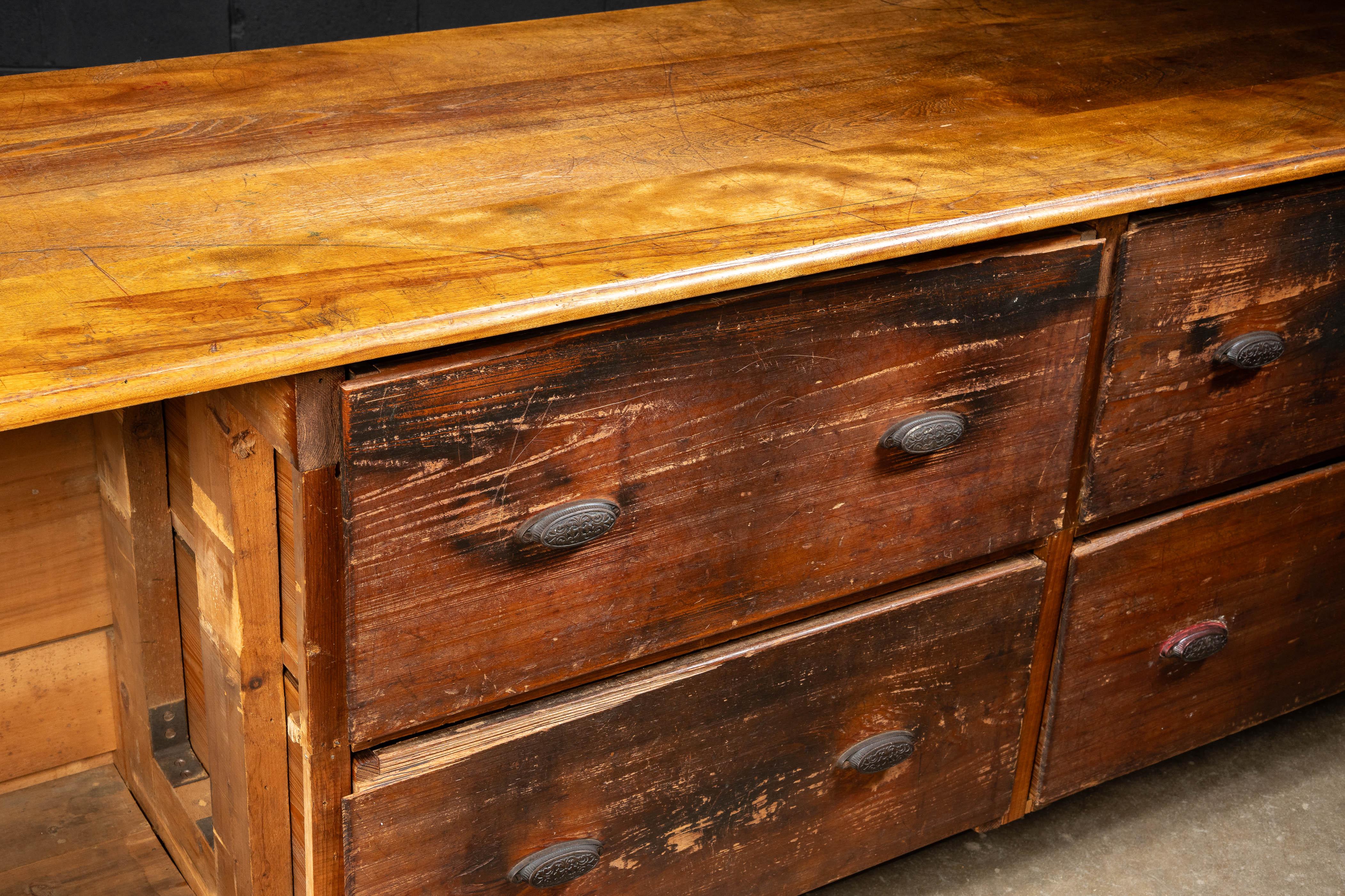Antique 12-Foot Wooden Store Counter For Sale at 1stDibs