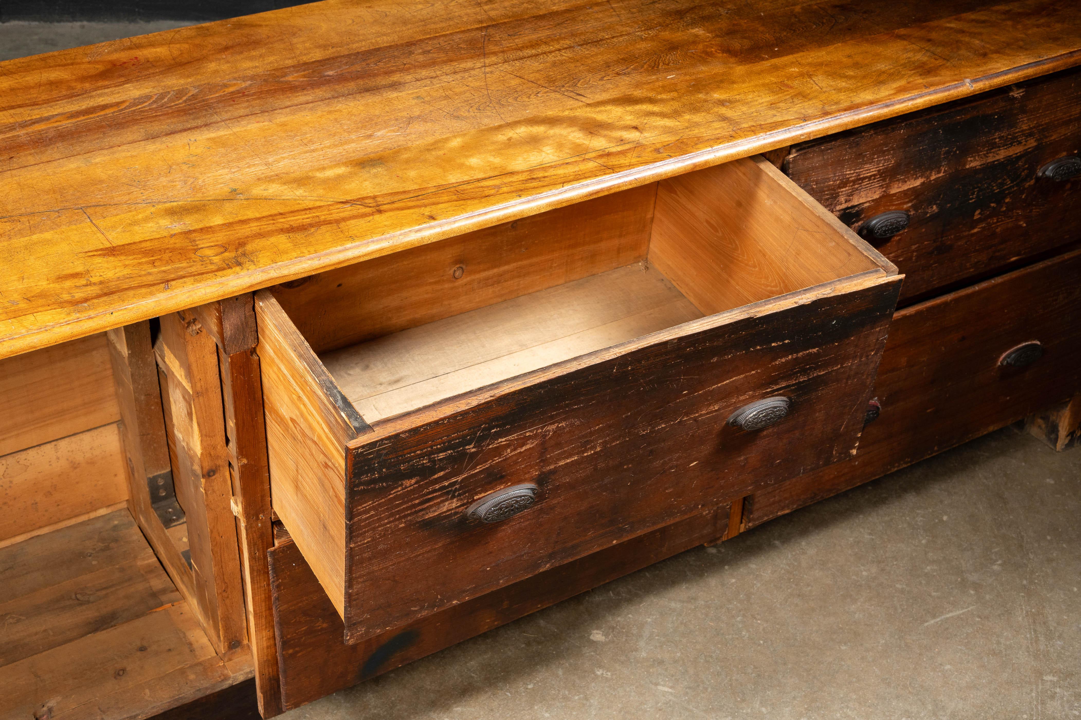 Antique 12-Foot Wooden Store Counter For Sale at 1stDibs