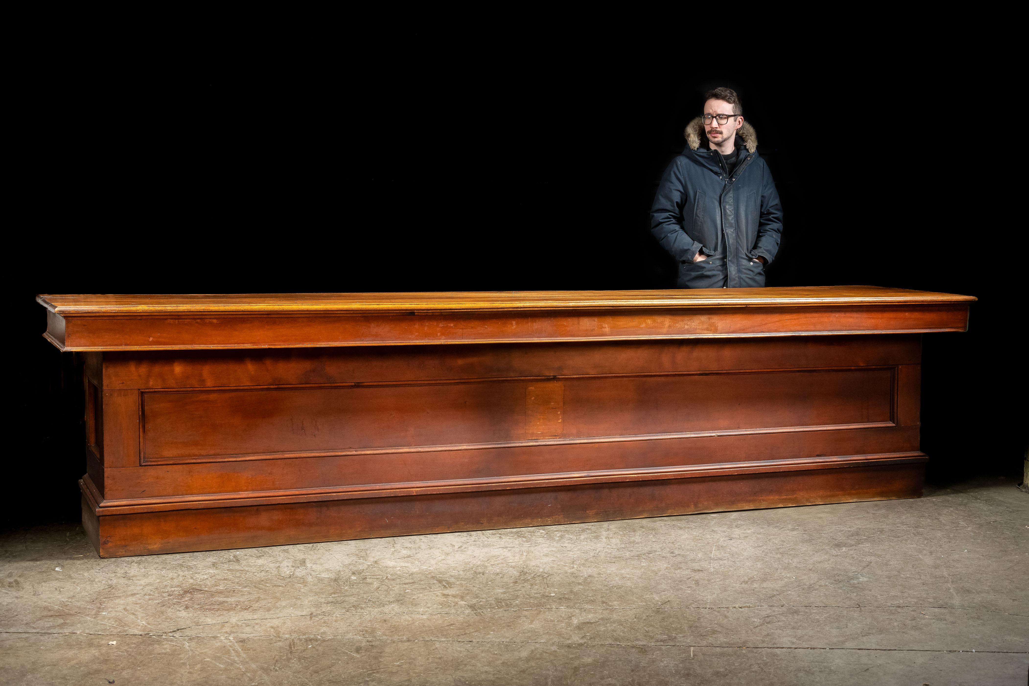 Antique 12-Foot Wooden Store Counter For Sale at 1stDibs