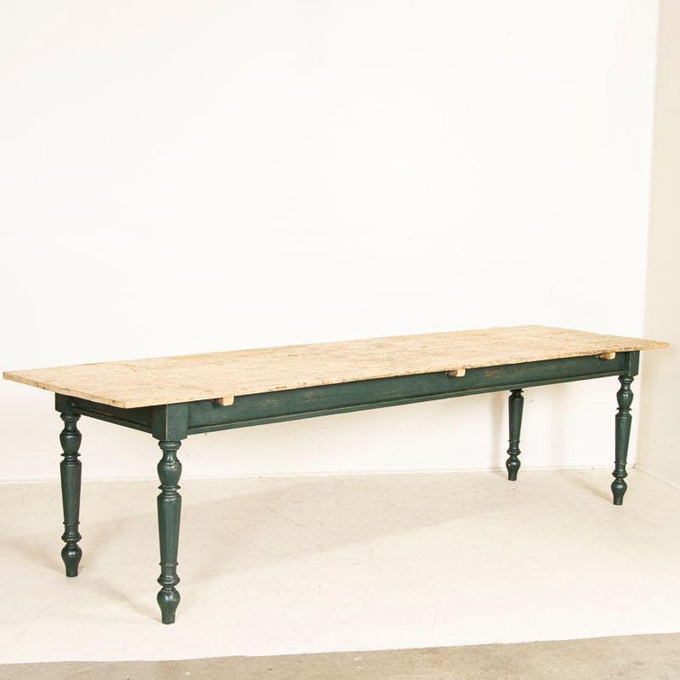 Antique Green Painted Dining Farm Table at 1stDibs
