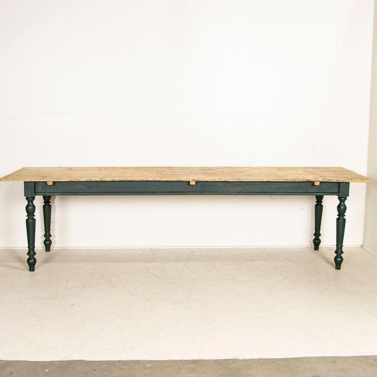 Antique Green Painted Dining Farm Table at 1stDibs
