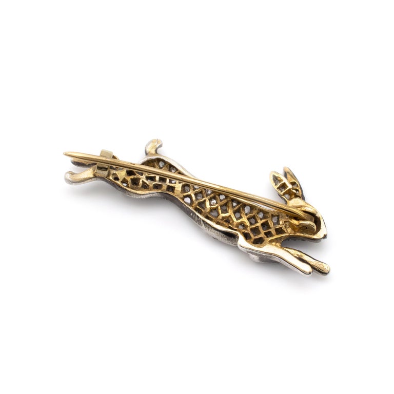Antique Diamond Ruby Hare Rabbit Brooch 18 Karat Gold Circa 1920 at 1stDibs
