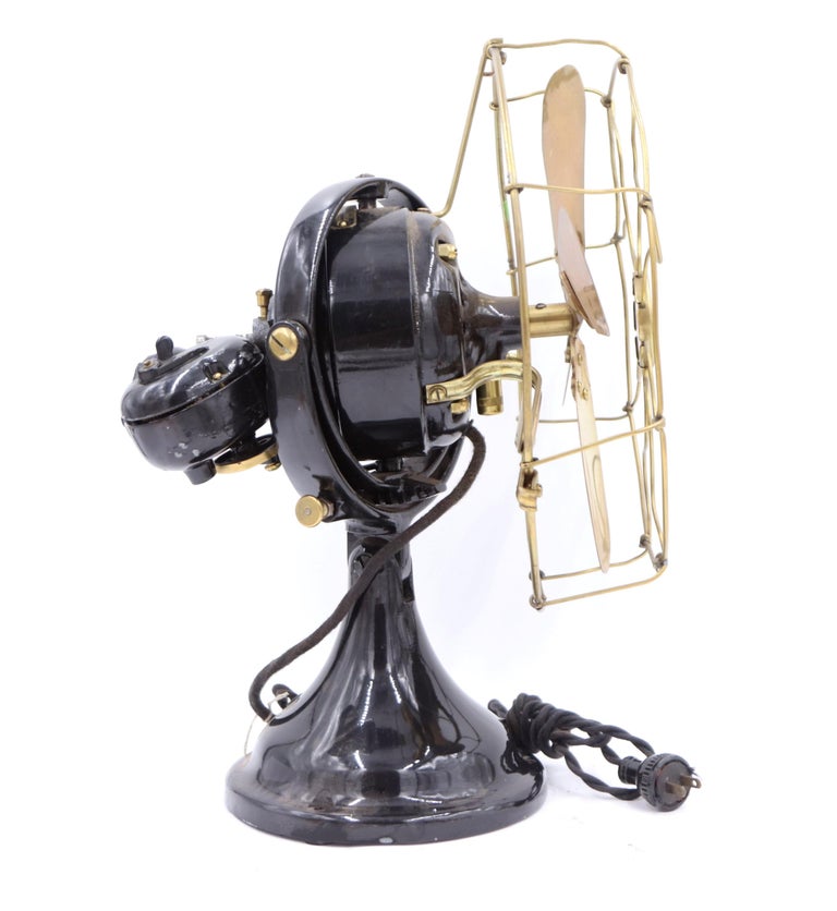 Antique GE Pancake Brass Blade Desk Fan with Black Polished Base For ...