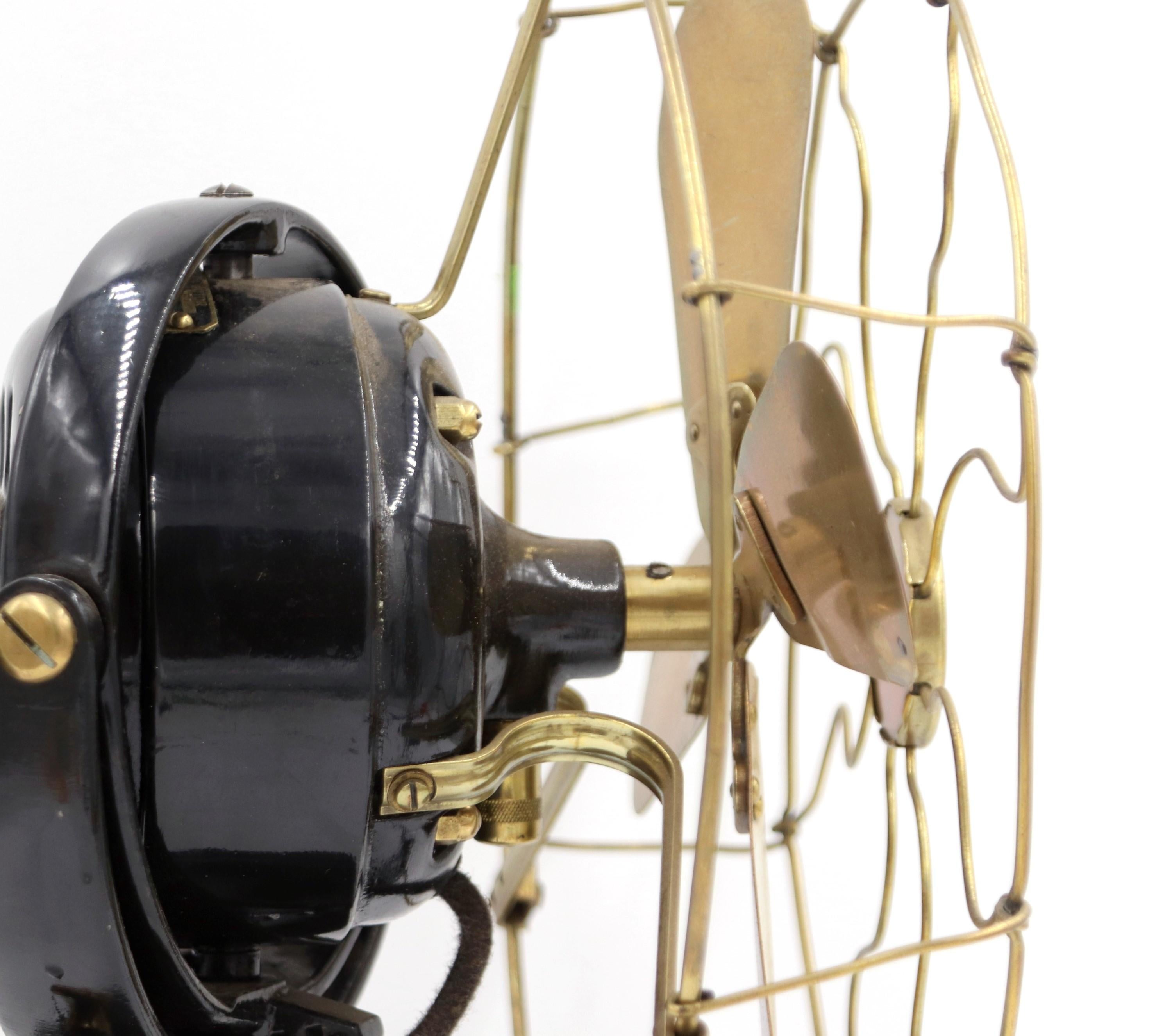 Antique GE Pancake Brass Blade Desk Fan with Black Polished Base For ...