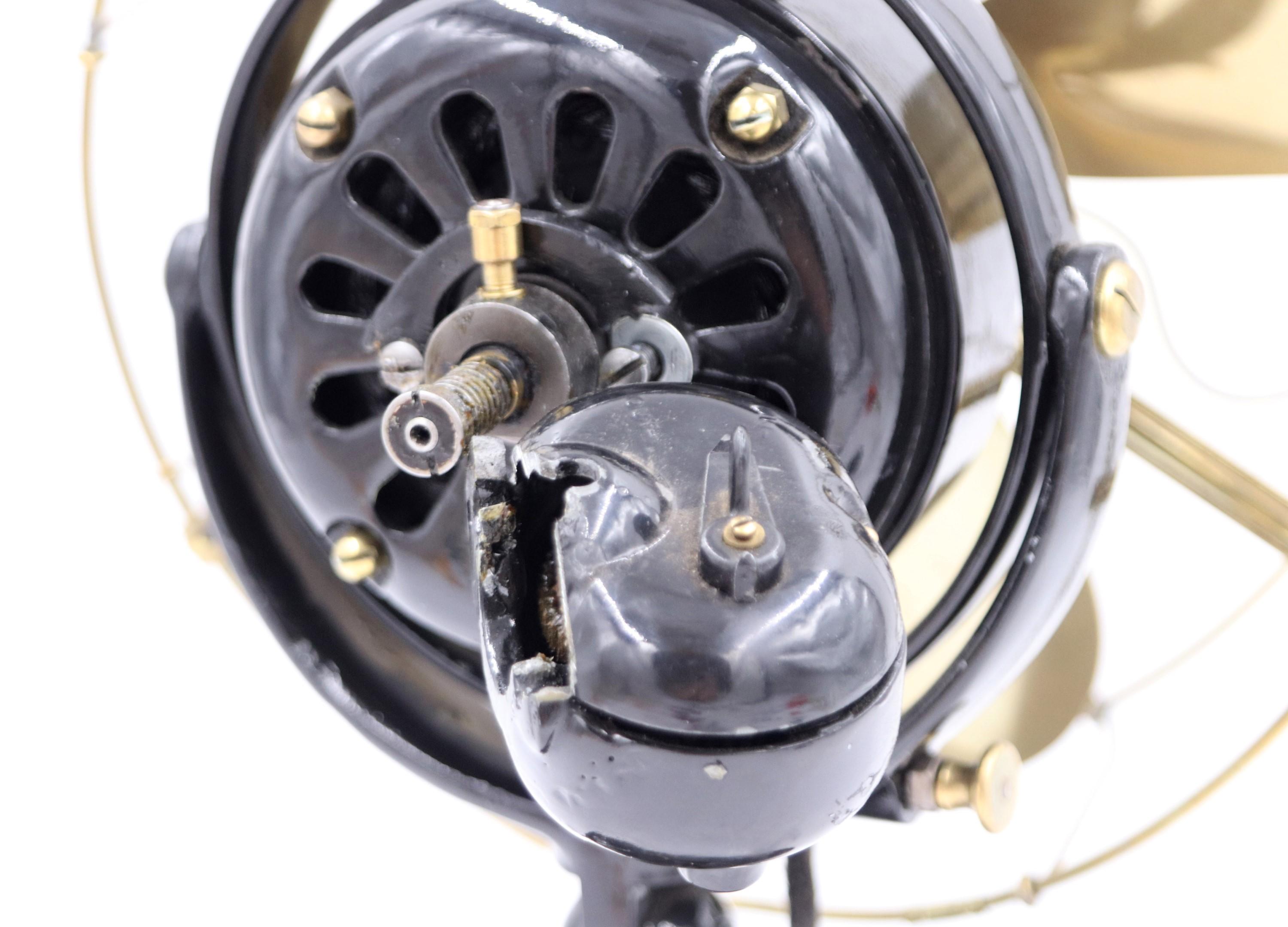 Antique GE Pancake Brass Blade Desk Fan with Black Polished Base For ...