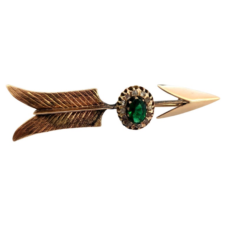 Antique 14 Gold Russian Arrow Brooch For Sale at 1stDibs