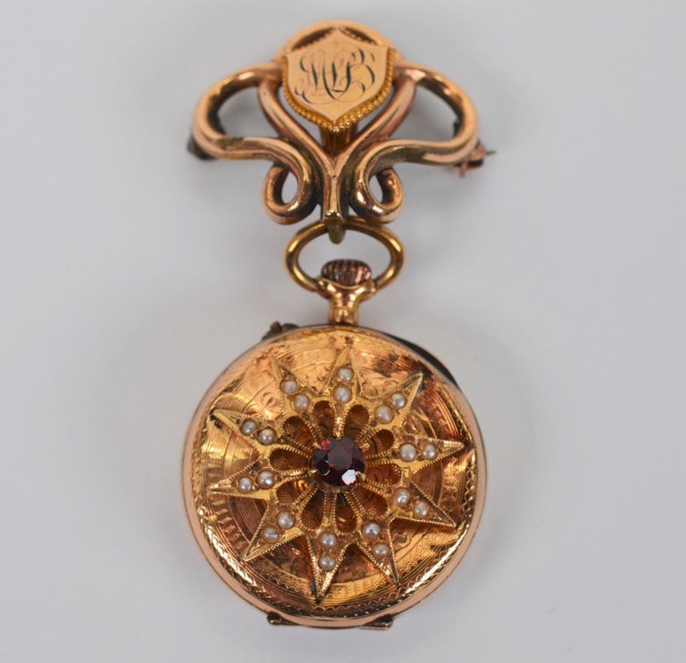 Antique 14 Karat Gold 19th Century Watch Pin Brooch For Sale at 1stDibs