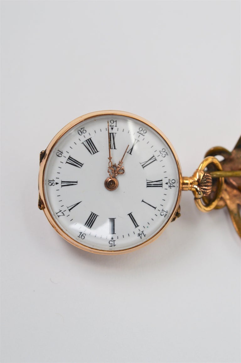 Antique 14 Karat Gold 19th Century Watch Pin Brooch For Sale at 1stDibs