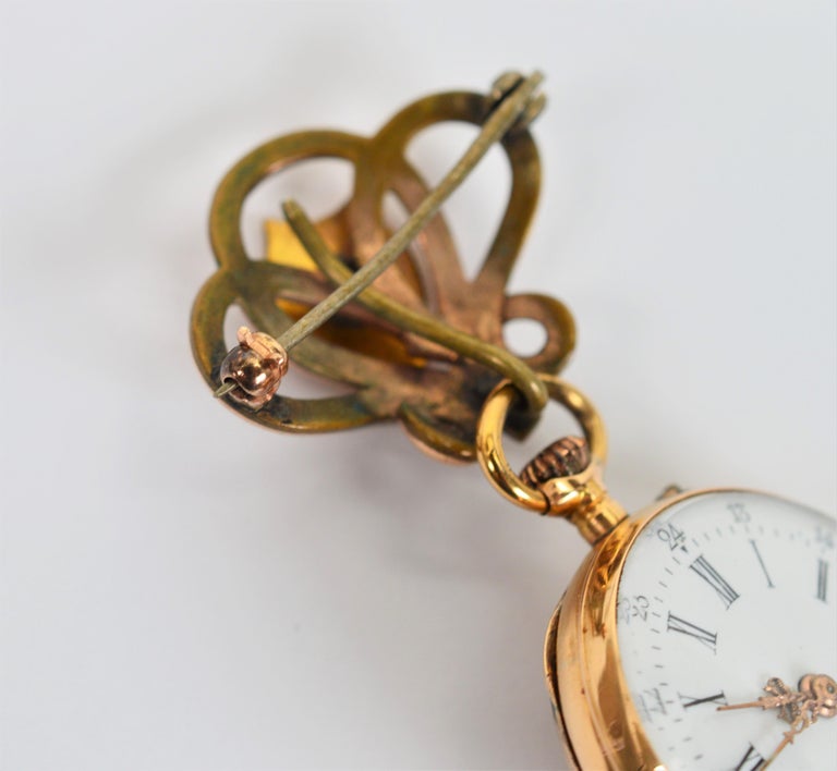 Antique 14 Karat Gold 19th Century Watch Pin Brooch For Sale at 1stDibs