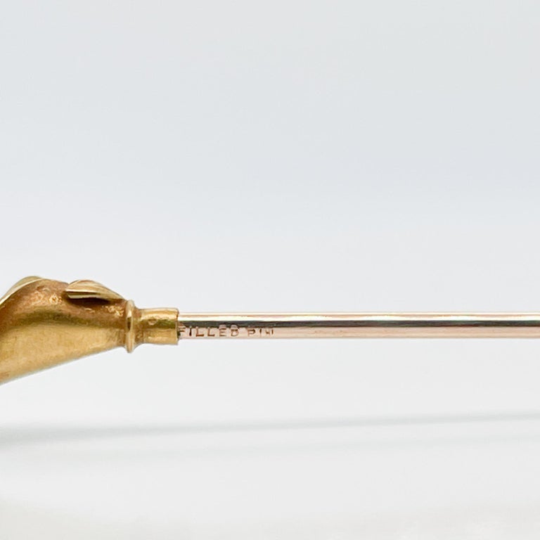 Antique 14 Karat Gold and Gold Filled Peace Lily Hat Pin with Keshi ...