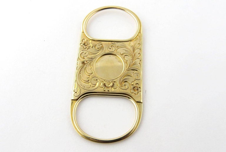 Antique 14 Karat Gold Hand Engraved Cigar Cutter with Ornate Hand ...