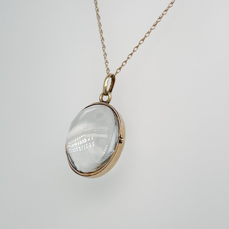 Antique 14 Karat Gold and Oval Rock Crystal Pools of Light Photo Locket ...