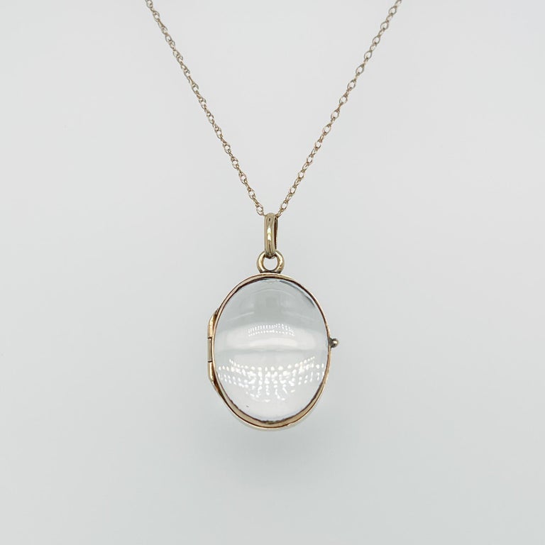 Antique 14 Karat Gold and Oval Rock Crystal Pools of Light Photo Locket ...