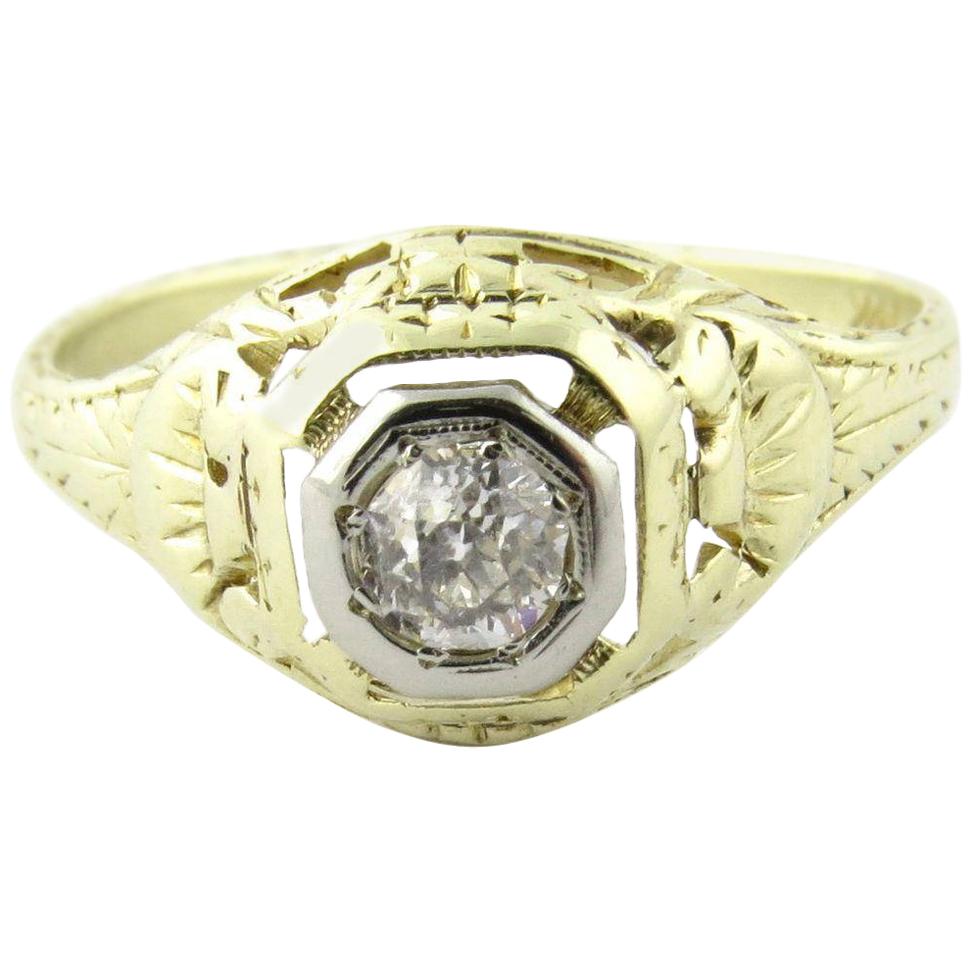 Antique 14 Karat White and Yellow Gold Art Deco Diamond Topped Dome ...