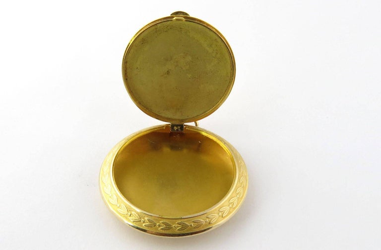 Antique 14 Karat Yellow Gold Locket and Compact Snuff Box Pendant at ...