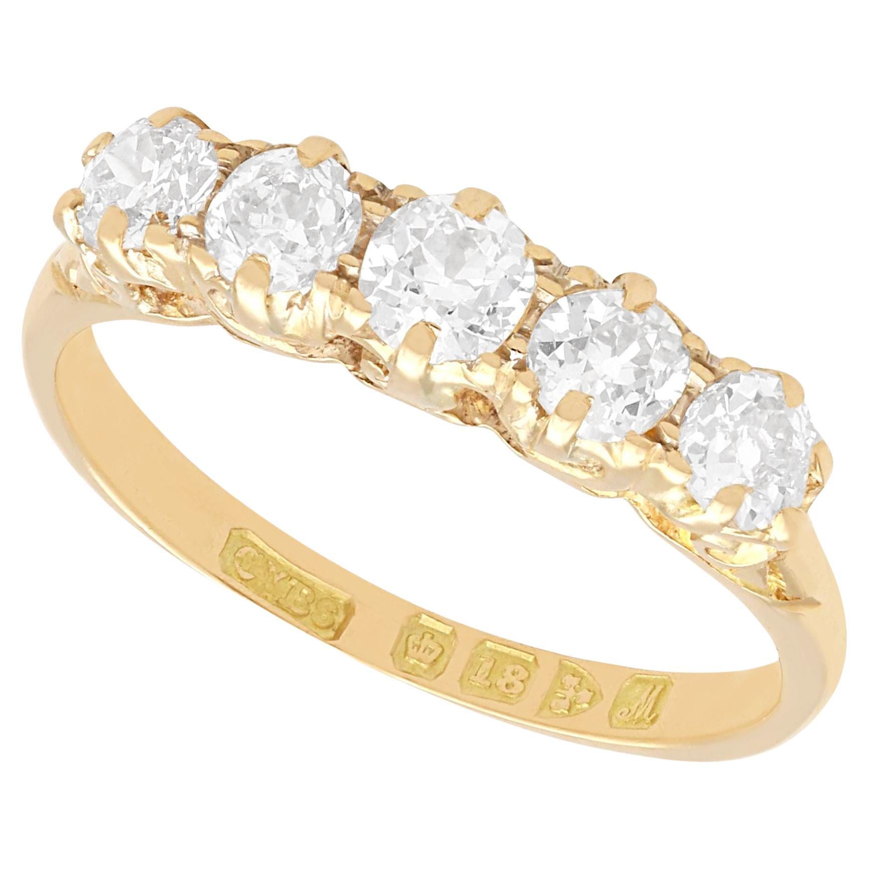 Antique 1858 1.51Ct Diamond and Yellow Gold Five Stone Ring at 1stDibs