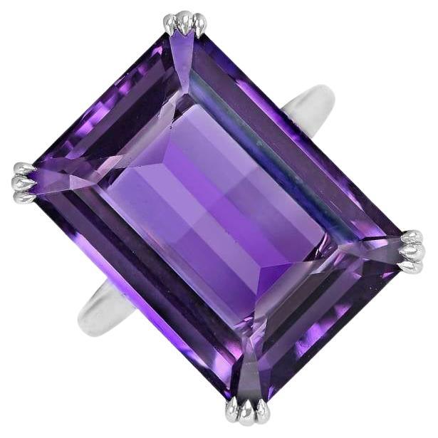 Antique 14.71ct Emerald Cut Amethyst Cocktail Ring, Platinum, Circa ...
