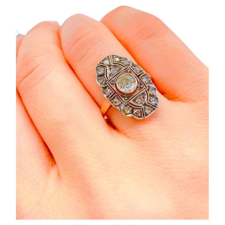 Antique Astro hungarian Empire Old Mine Cut Diamond Gold Ring For Sale ...