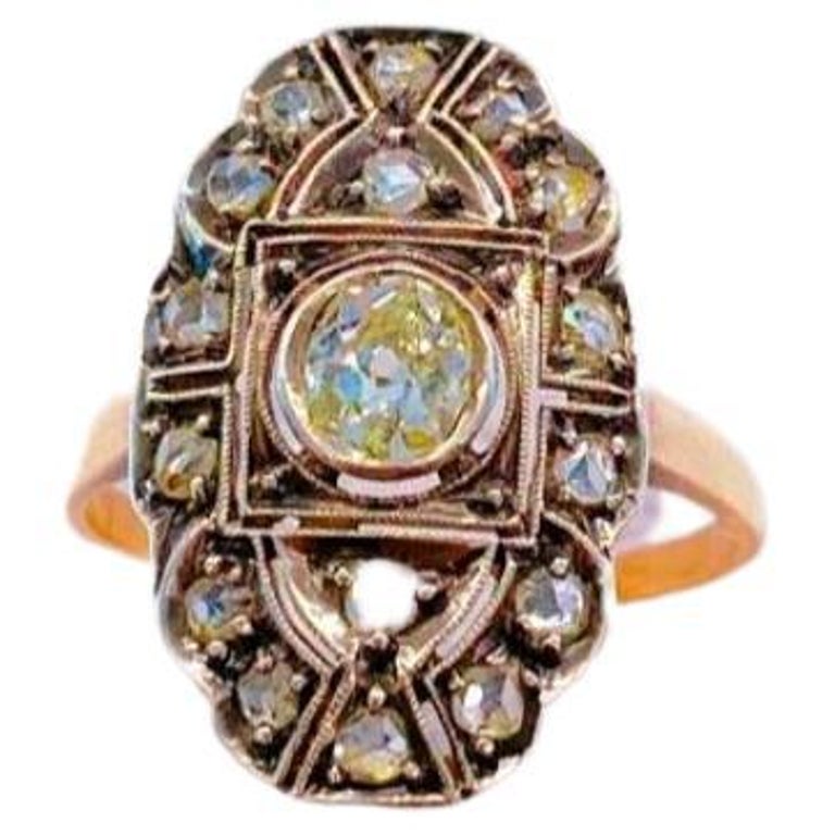Antique Astro hungarian Empire Old Mine Cut Diamond Gold Ring For Sale ...
