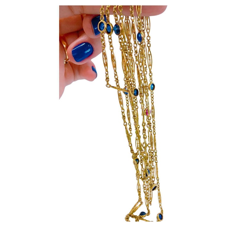 Antique Astro Hungarian Empire Sapphire And Ruby Gold Chain Necklace ...