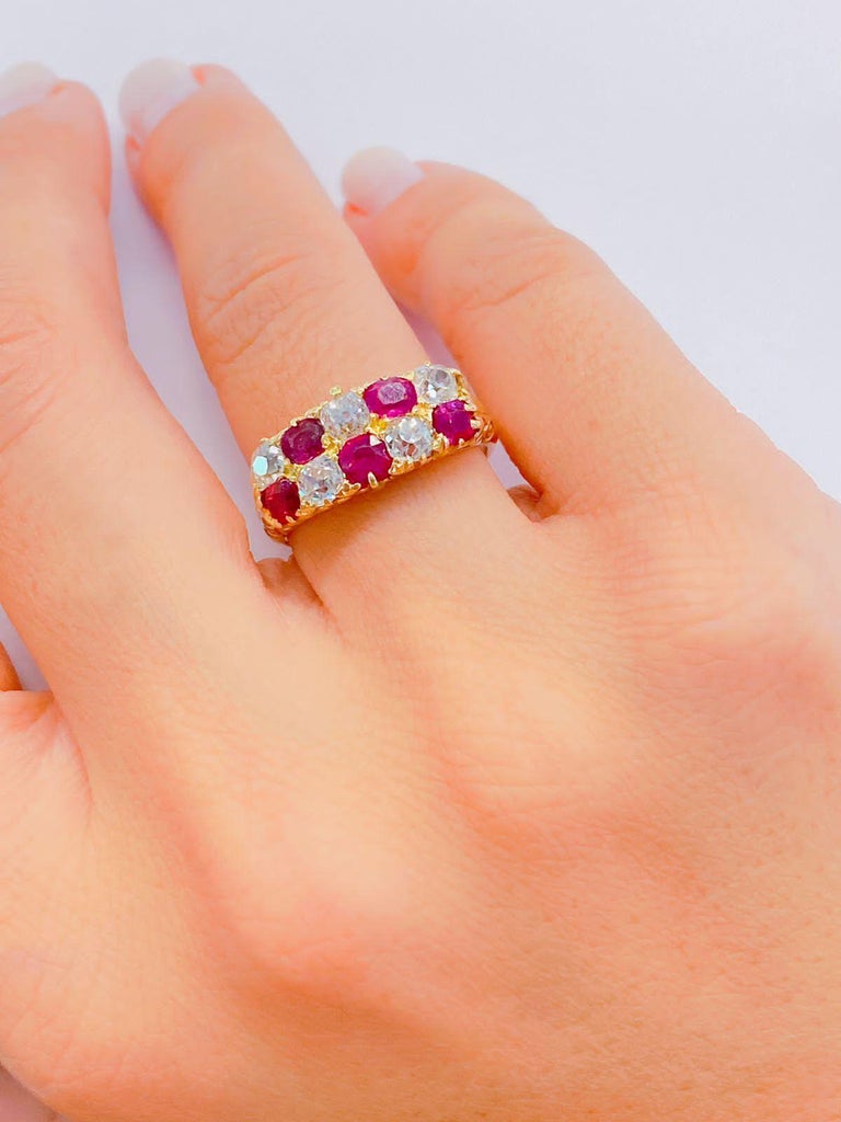Antique 14k Gold Diamond Ruby Ring For Sale at 1stDibs