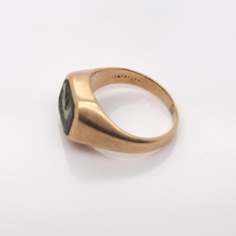 Antique 14K Gold and Gemstone Foxcroft School Signet Ring by Black ...
