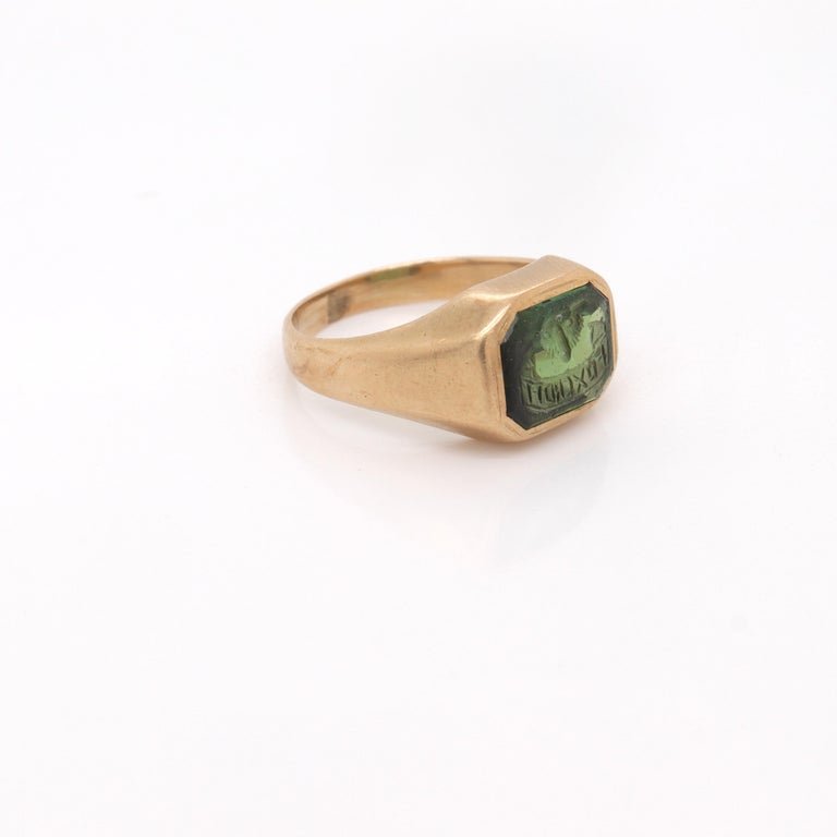 Antique 14K Gold and Gemstone Foxcroft School Signet Ring by Black ...