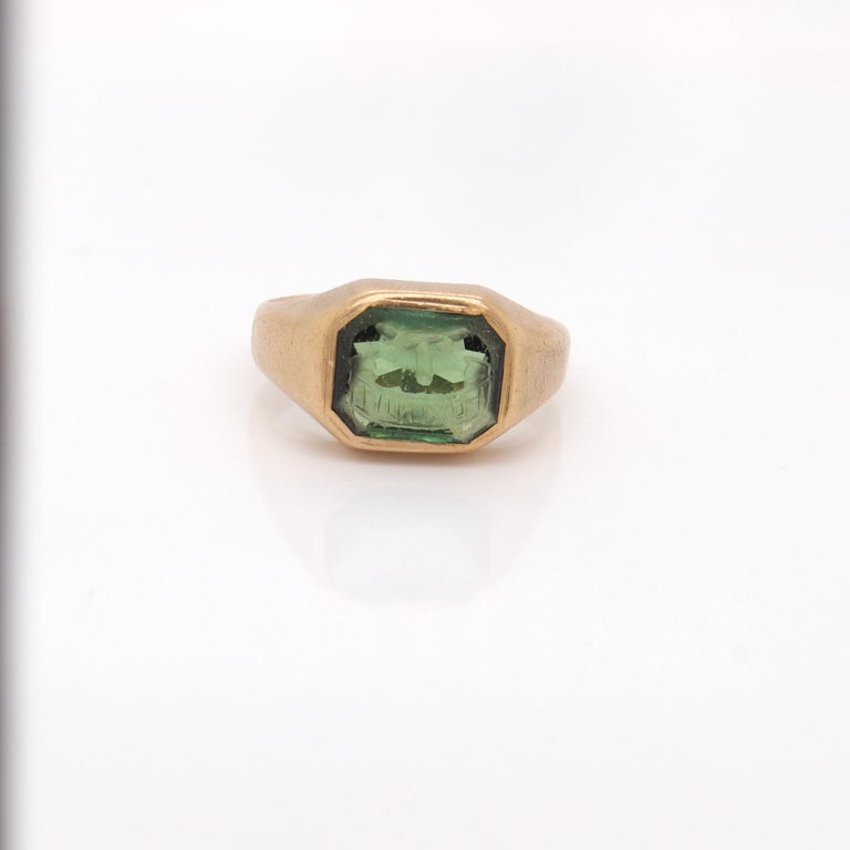 Antique 14K Gold and Gemstone Foxcroft School Signet Ring by Black ...