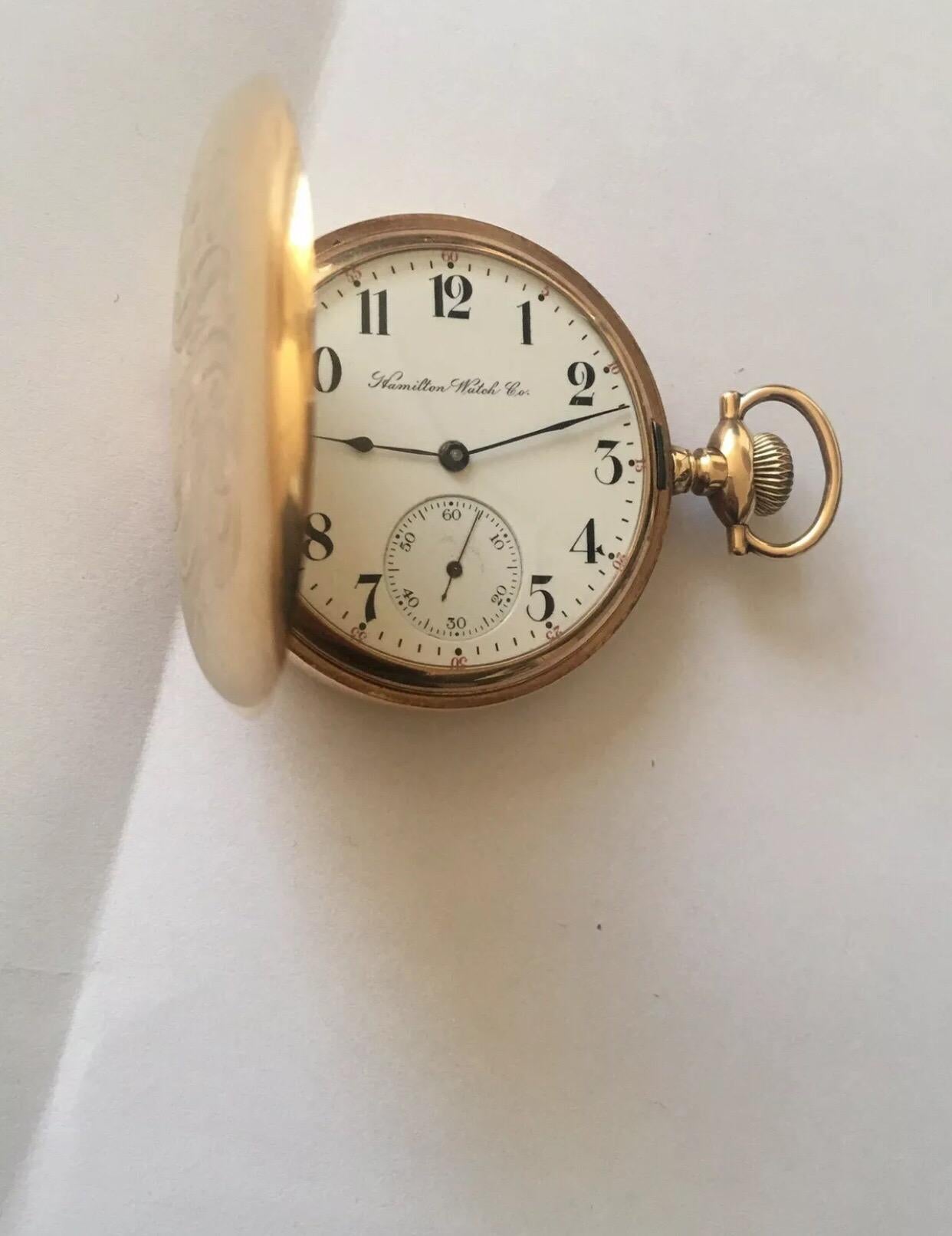 Antique 14 Karat Gold Hamilton Watch Co. Full Hunter Pocket Watch For ...
