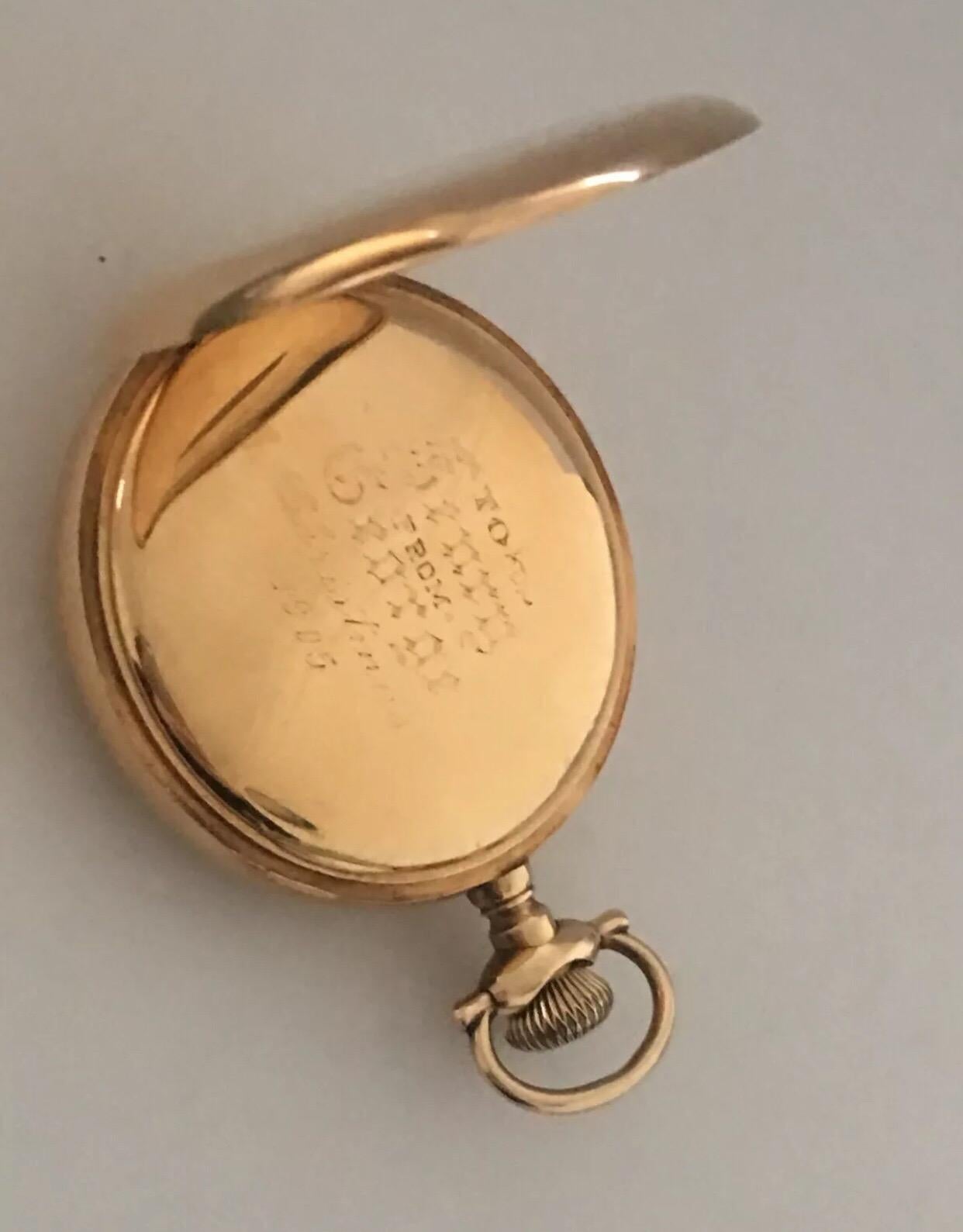 Antique 14 Karat Gold Hamilton Watch Co. Full Hunter Pocket Watch For ...
