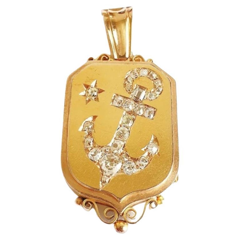 Antique 14k Gold Old Mine Cut Diamond Locket Pendant For Sale at 1stDibs