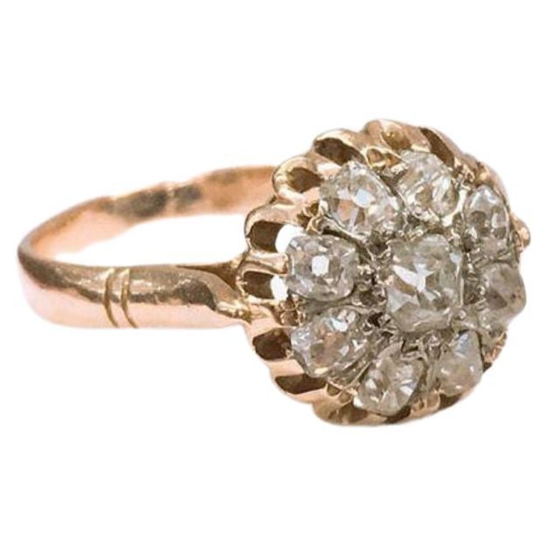 Antique Old Mine Cut Diamond Gold Ring For Sale at 1stDibs