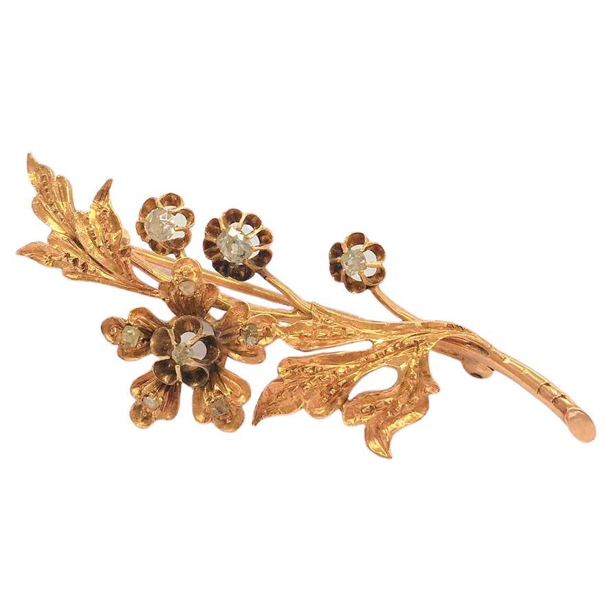 Antique Demantoid And Old Mine Cut Diamonds Crescent Russian Gold ...