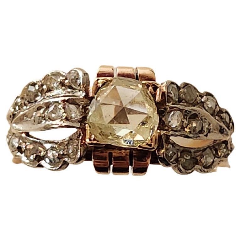 Antique 14k Gold Rose Cut Diamond Ring For Sale at 1stDibs