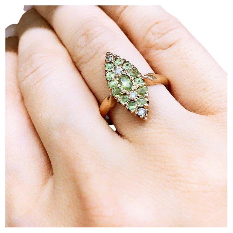 Antique 14k Gold Russian Demantoid Ring For Sale at 1stDibs
