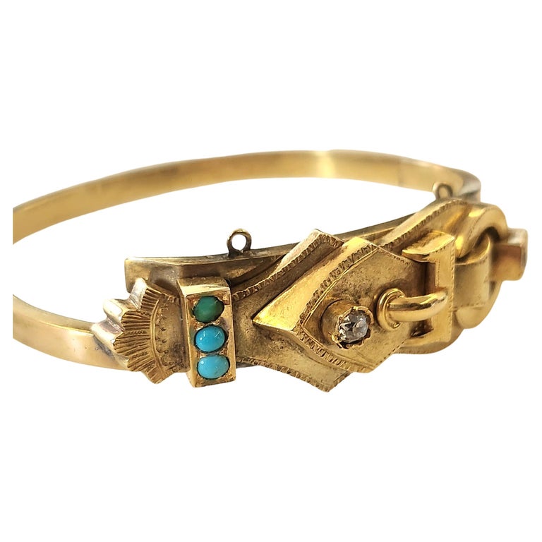 Antique 1880s Diamond Buckle Russian Gold Bangle Bracelet For Sale at ...