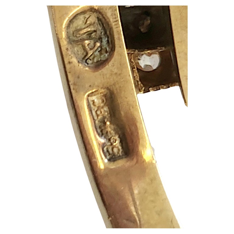 Antique 14k Gold Russian Diamond Buckle Bangle Bracelet For Sale at 1stDibs