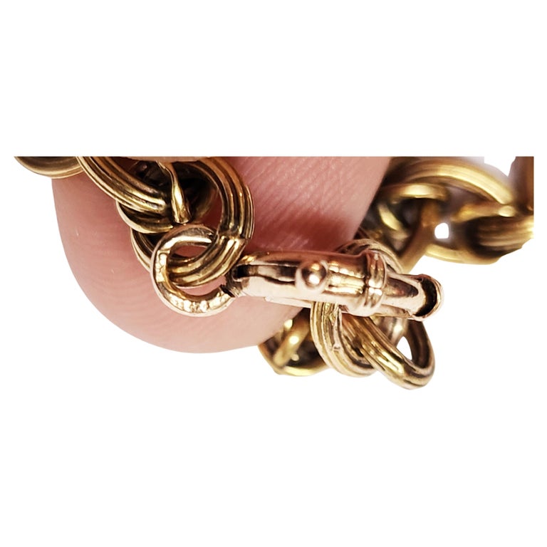 Antique 14k Gold Russian Link Chain Necklace For Sale at 1stDibs