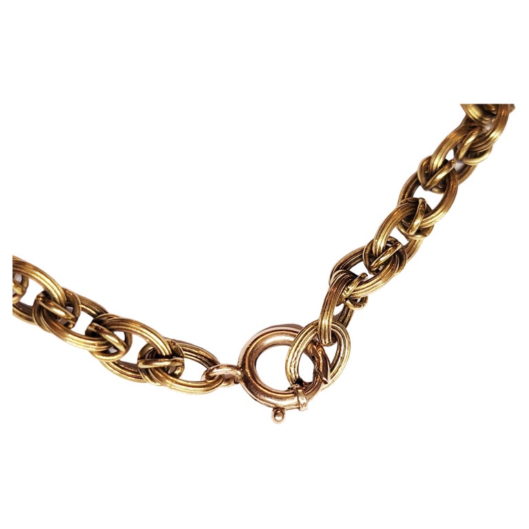 Antique 14k Gold Russian Link Chain Necklace For Sale at 1stDibs