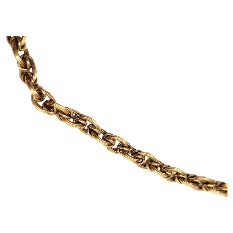 Antique 14k Gold Russian Link Chain Necklace For Sale at 1stDibs