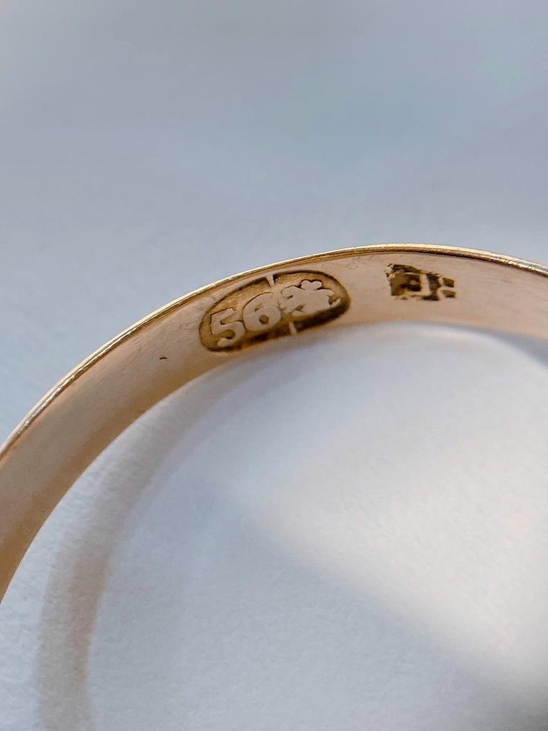Antique 14K Gold Russian Old Mine Cut Diamond Floral Ring For Sale at ...