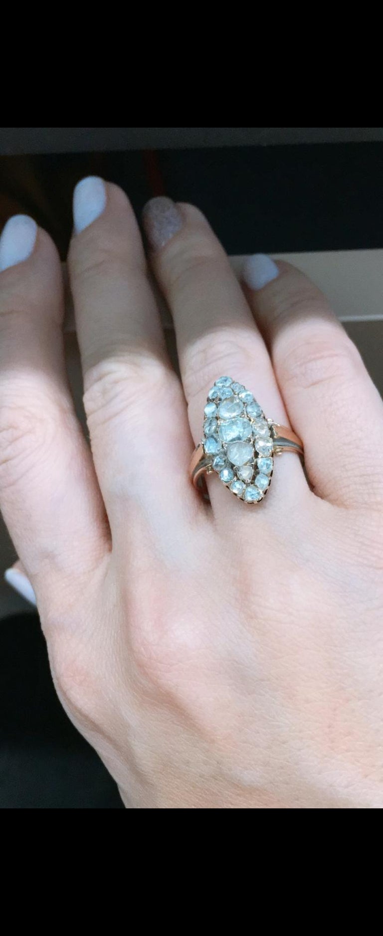 Antique Rose Cut Diamond Russian Gold Ring For Sale at 1stDibs