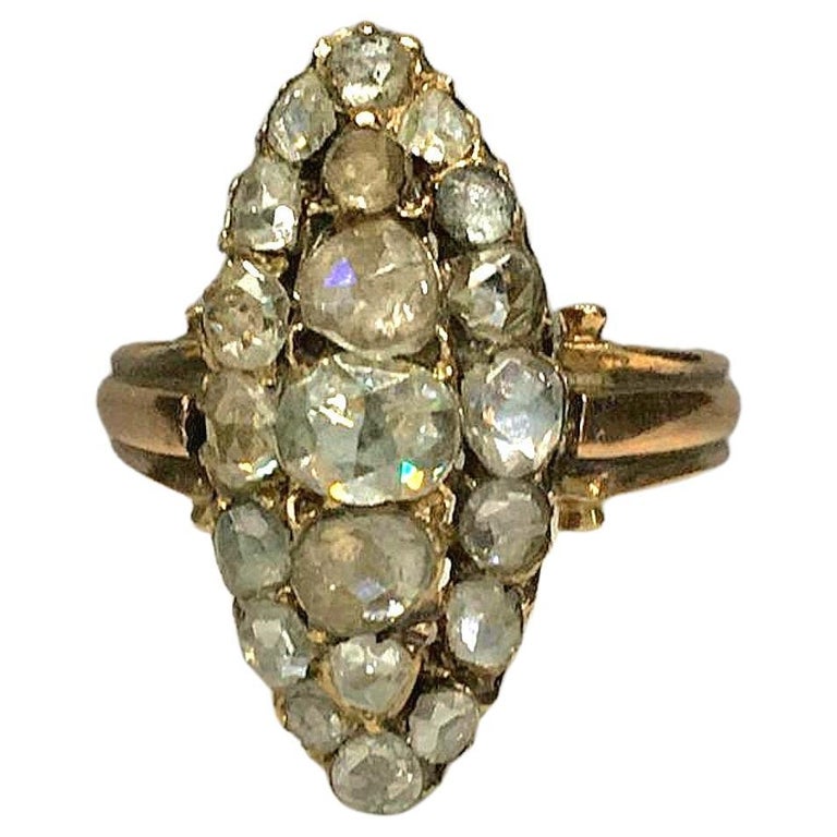 Antique Rose Cut Diamond Russian Gold Ring For Sale at 1stDibs