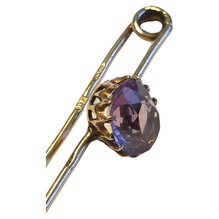 Antique 14k Gold Russian Siberian Amethyst Brooch For Sale at 1stDibs