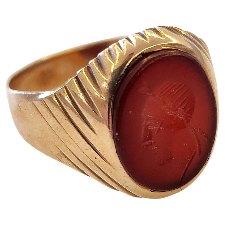 Antique 14k Gold Russian Signet Ring For Sale at 1stDibs