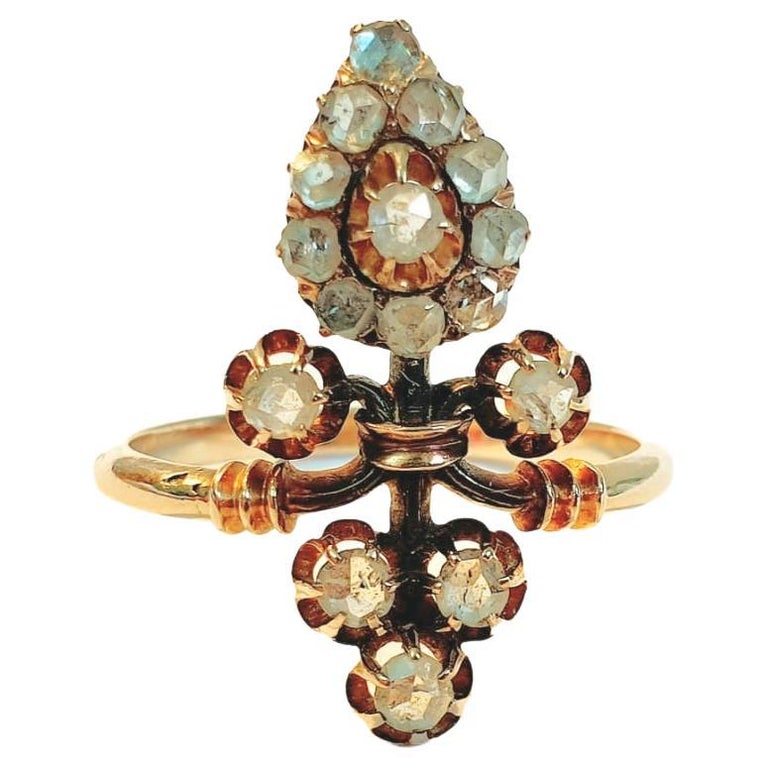 Antique 14k Gold Victorian Rose Cut Diamond Ring For Sale at 1stDibs