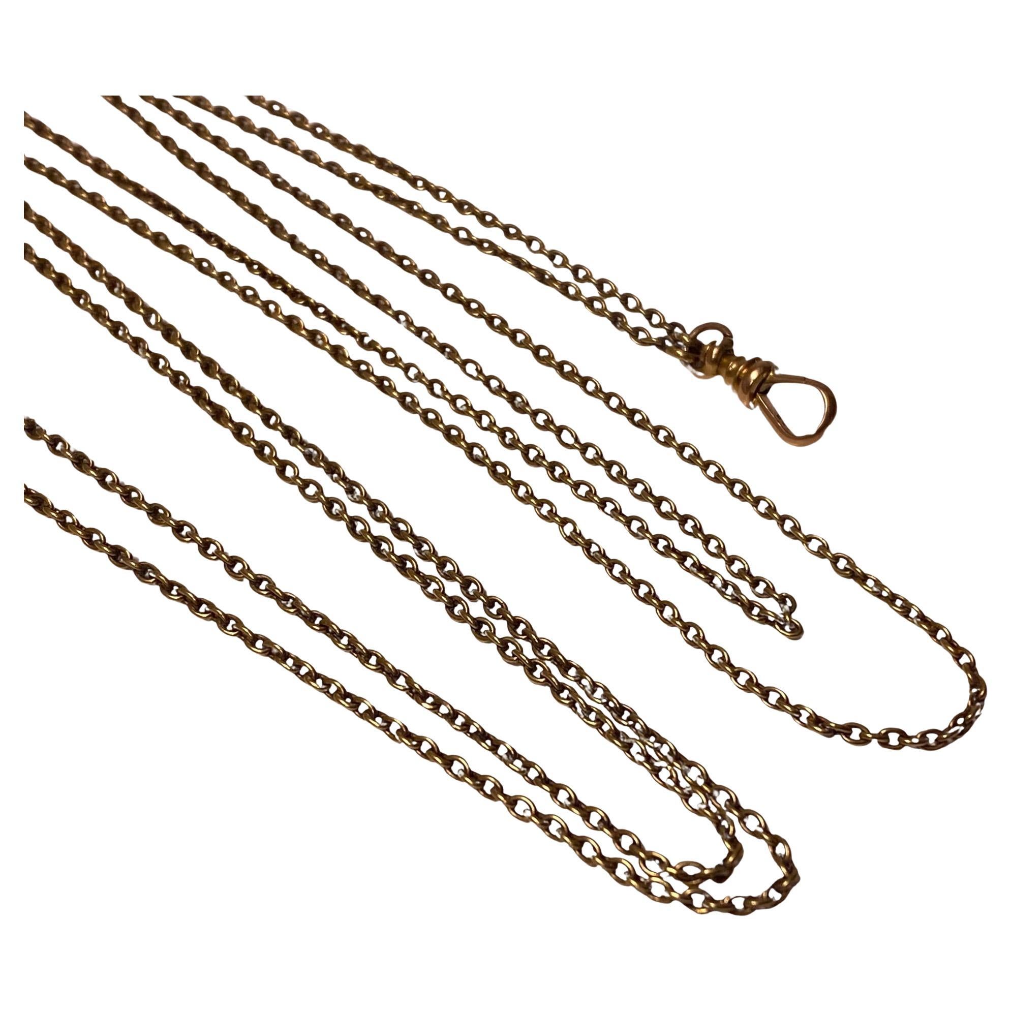 Antique Georgian 14 Karat Gold Long Muff Chain Necklace at 1stDibs ...