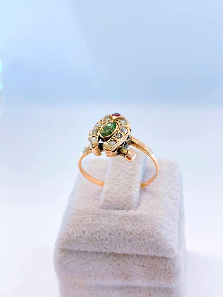 Antique 14K Russian Demantoid Hourse Shoe Ring For Sale at 1stDibs
