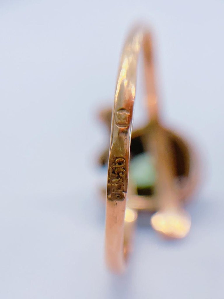 Antique 14K Russian Demantoid Hourse Shoe Ring For Sale at 1stDibs